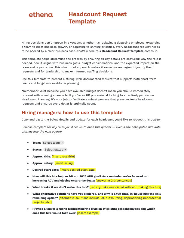 Ethena | Headcount Request Template